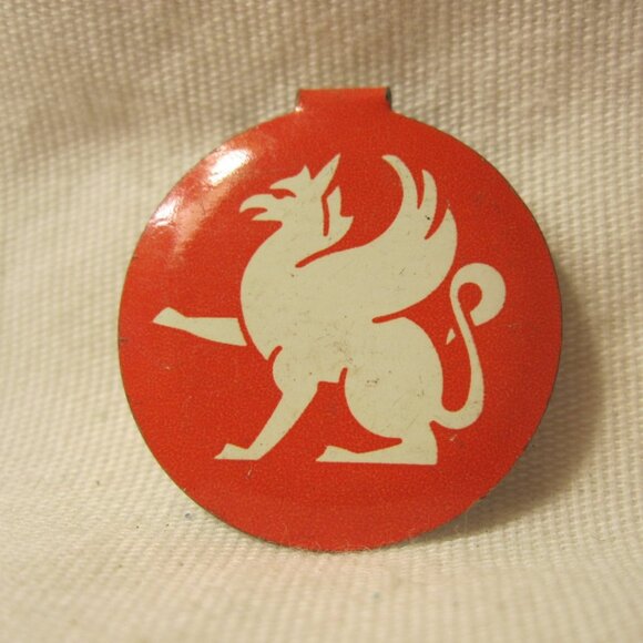 Unique Vintage | Jewelry | Vintage Red Tab Back Button White Griffin On ...